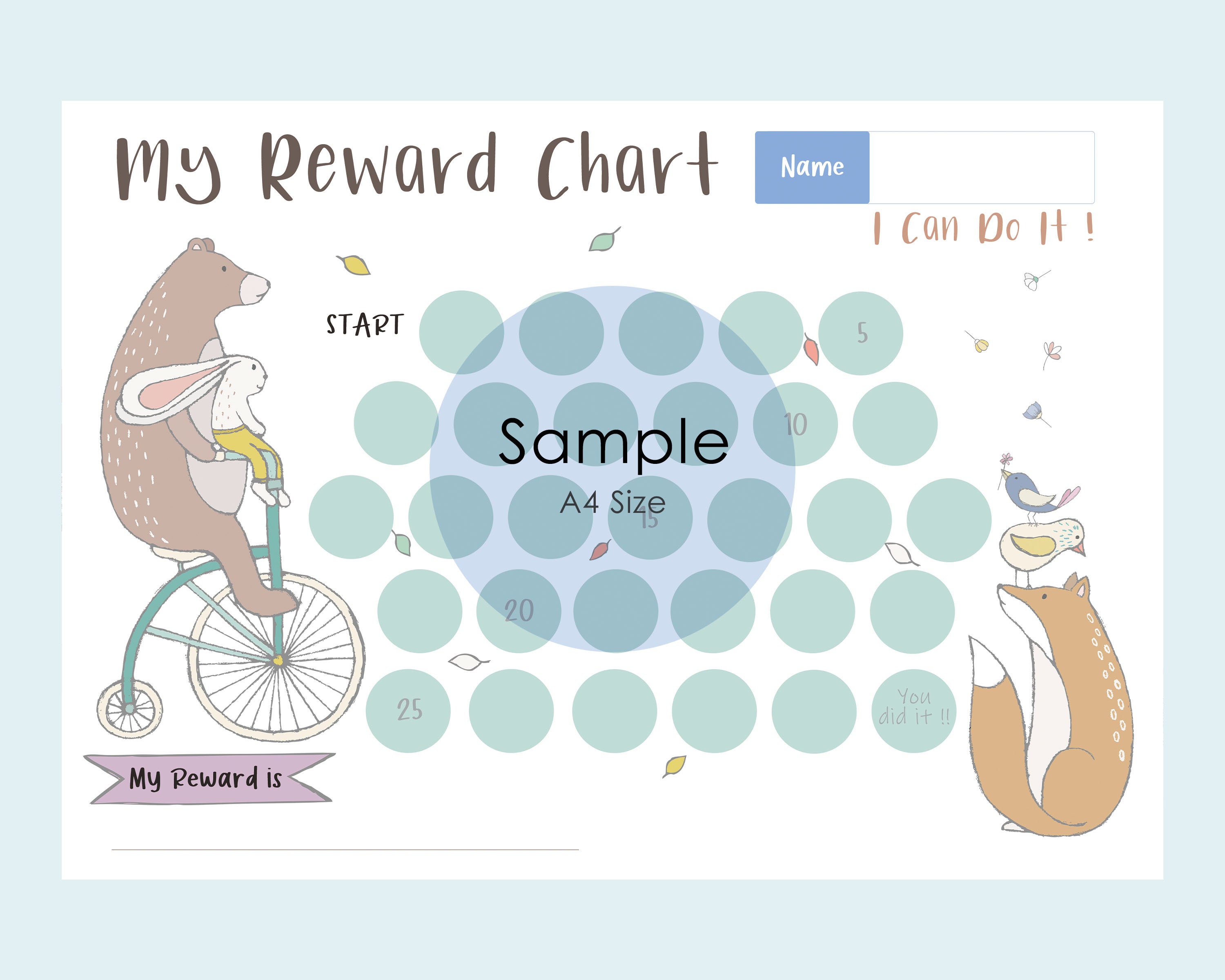 Forest Animal Reward Chart Printable Reward Chart Instant Download ...