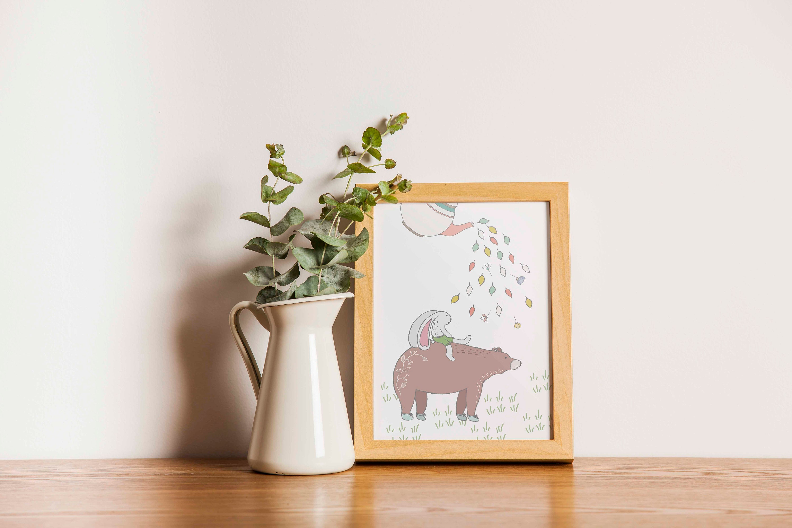 Rabbit and Bear Poster | Nursery Decor | Forest Animals Print | Instant ...