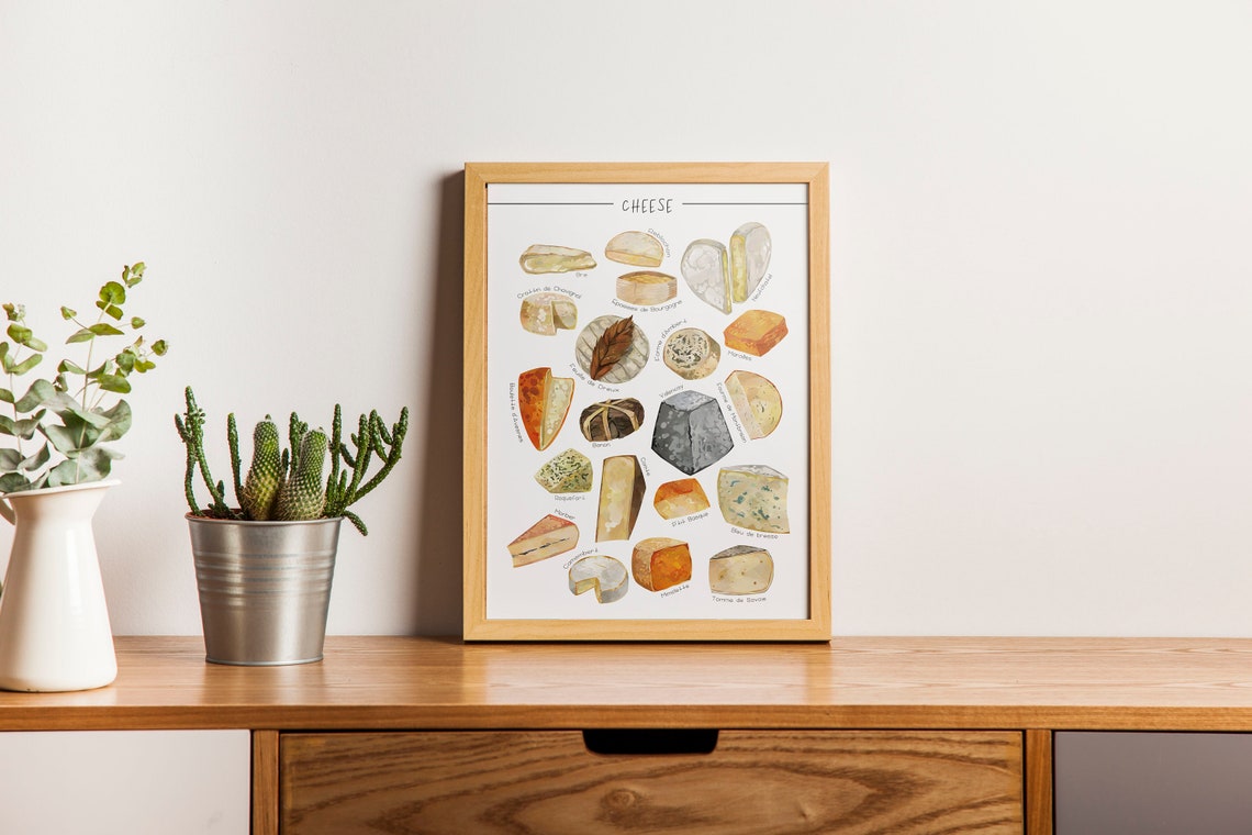 Cheese Poster | Kitchen Poster Wall Art | Printable Cheese Art ...