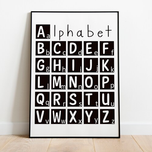 ABC Poster Black and White Alphabet Wall Art ABC Poster - Etsy