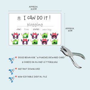 Monster Punch Card | 10 Punches Reward Card | Printable Reward Chart ...