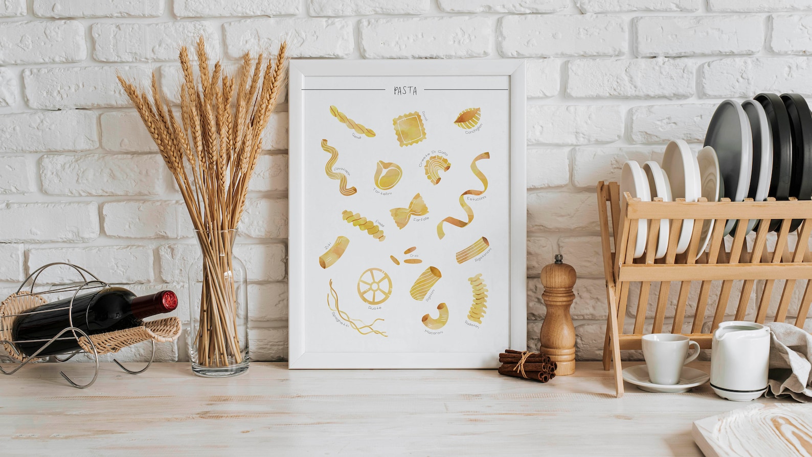 Pasta Poster | Printable Pasta Types Art | Kitchen Decor | Gift for ...