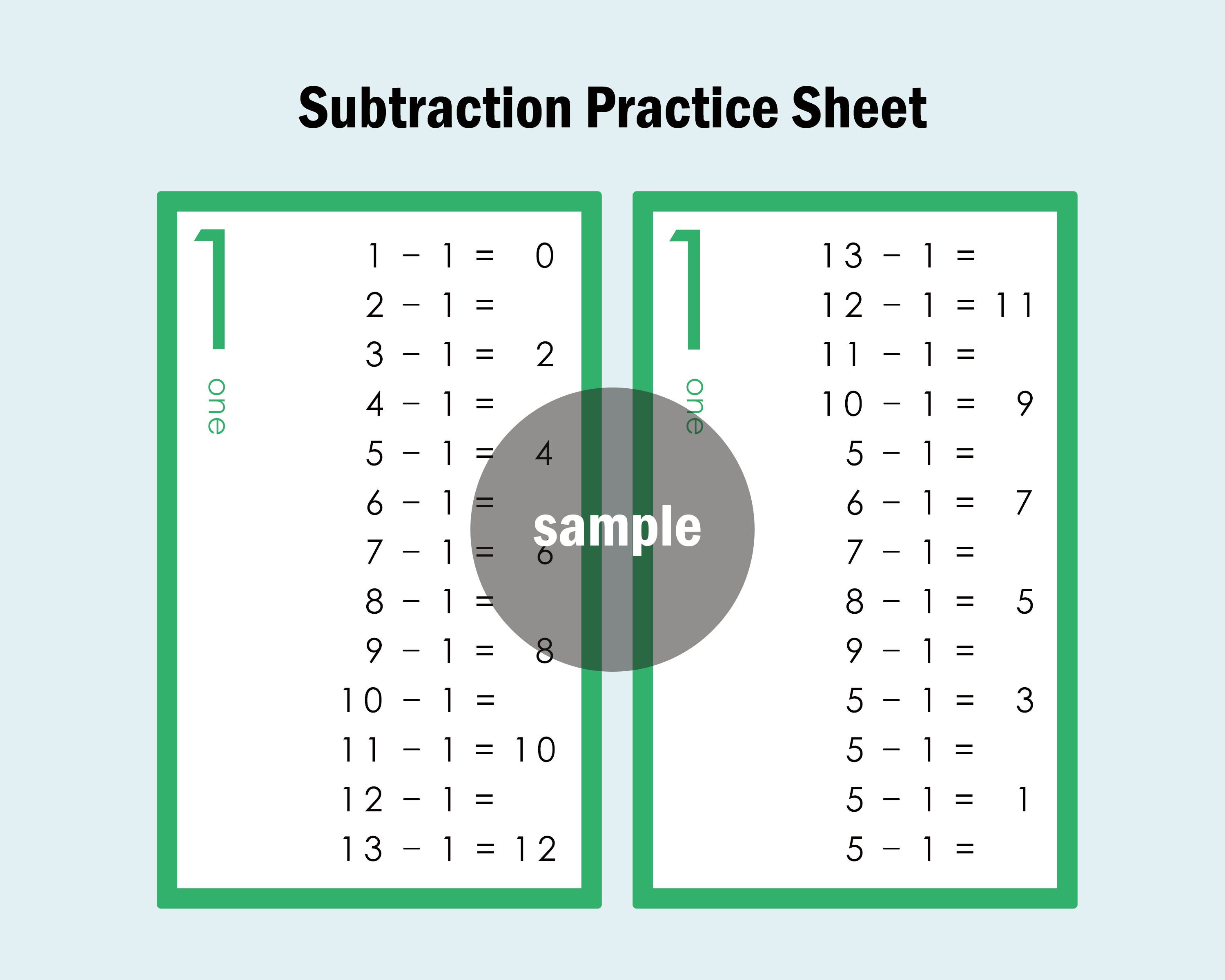 Montessori | Subtraction Chart | Subtraction Worksheets | Math Skills ...