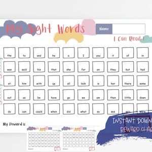 Sight Words Printable | Dolch Word List 220 | Reward Chart | Sticker ...