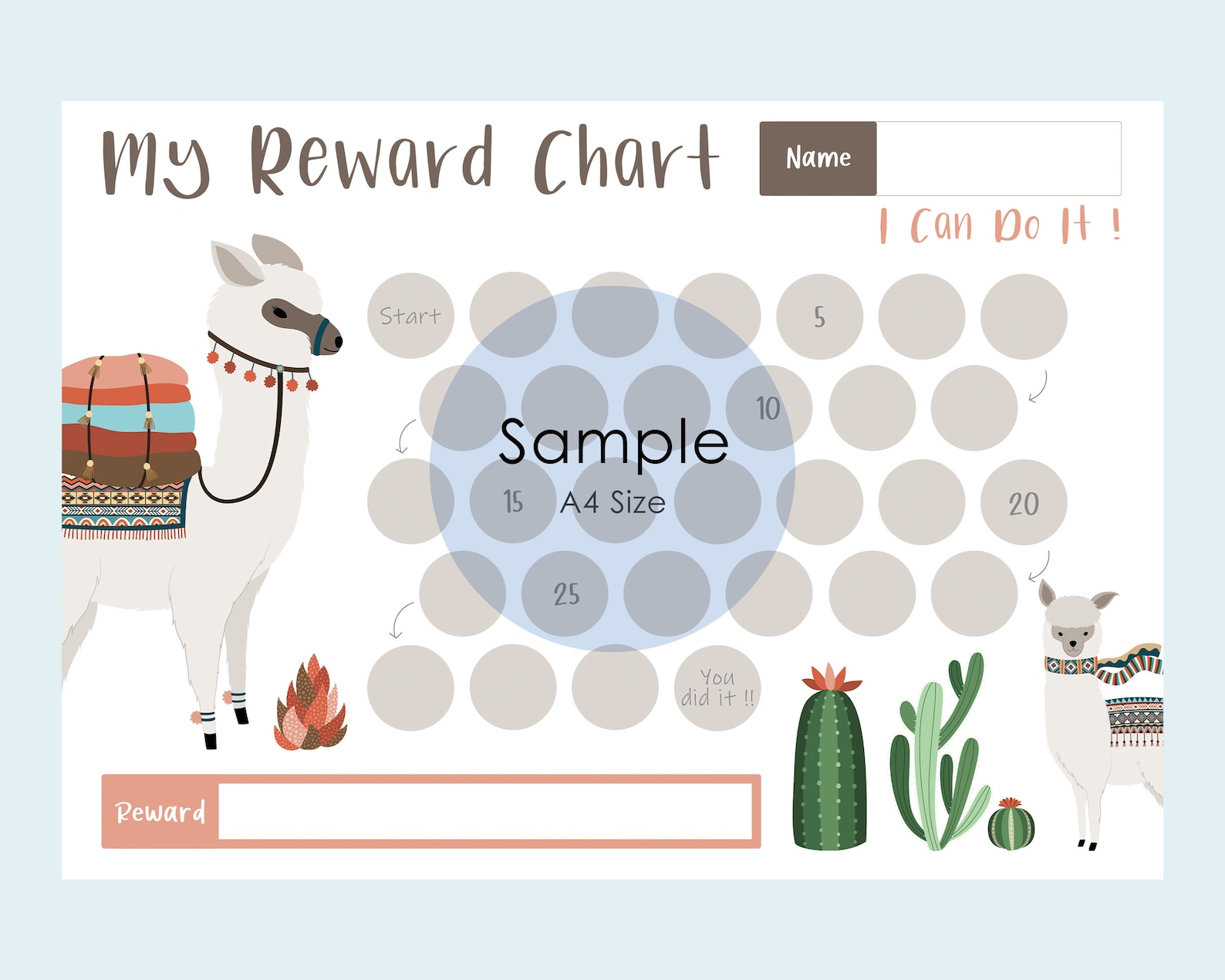 Alpaca Reward Chart | Chart for Kids | Sleep Chart | Printable Chores ...