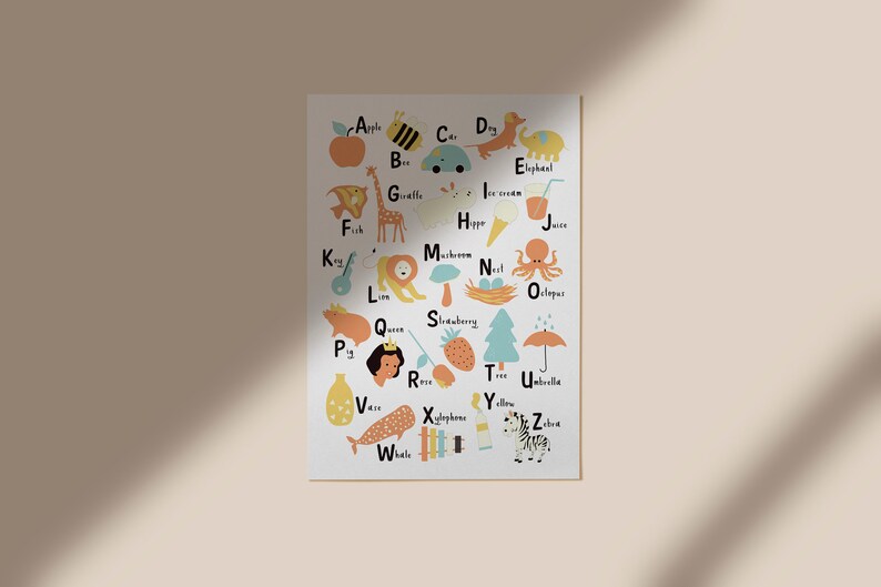 Alphabet Poster | Printable Wall Art | Alphabet Prints | Kids Wall Art ...