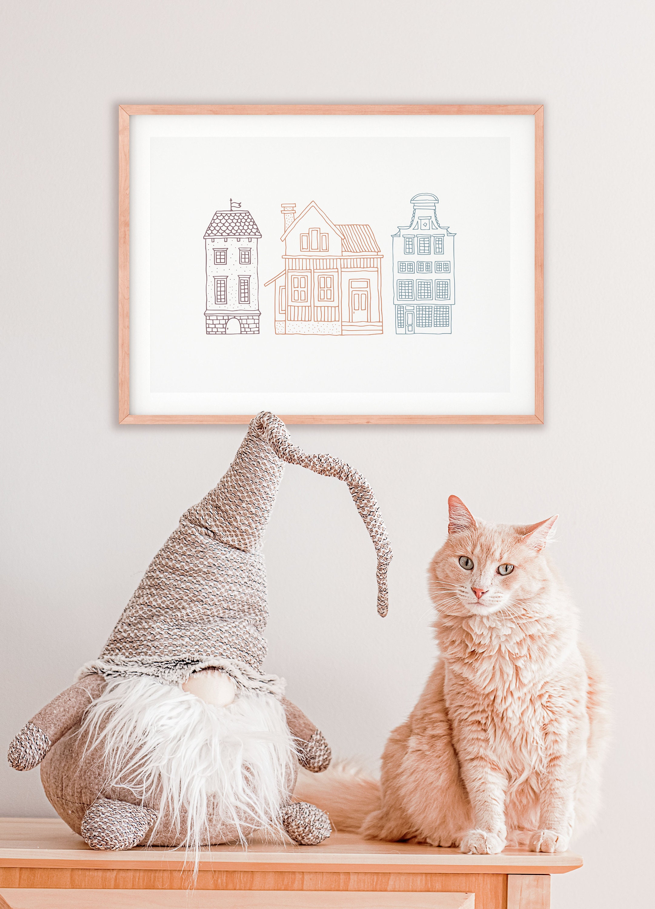 Houses Art Print | Printable Wall Art | Home Decor | House Prints ...
