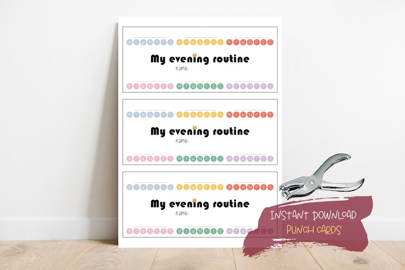 My Morning and Evening Routine Punch Cards | Printable Daily Chores ...