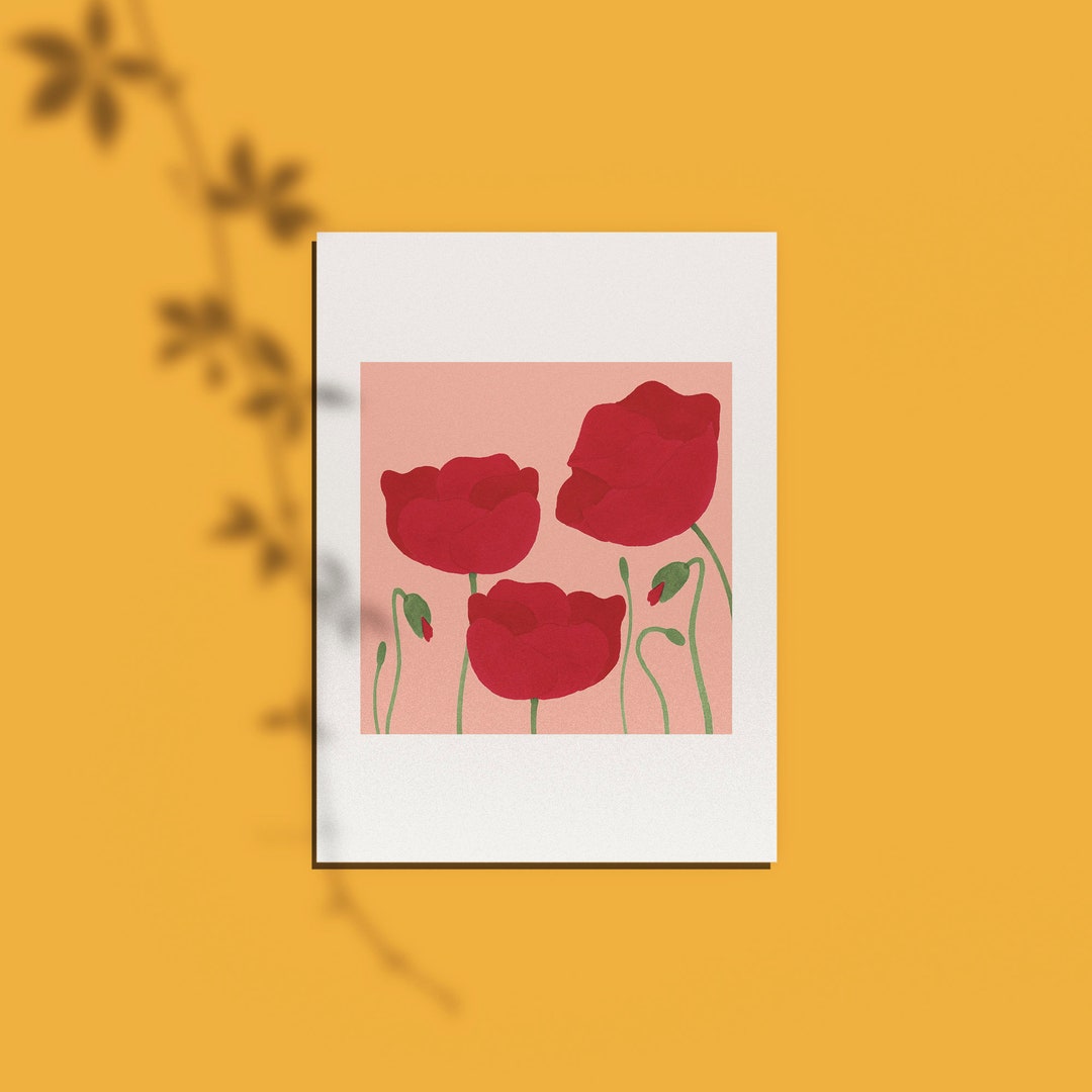 Red Poppy | Floral Wall Art | Poppies Art Print | Mini Poster | 6X6 ...