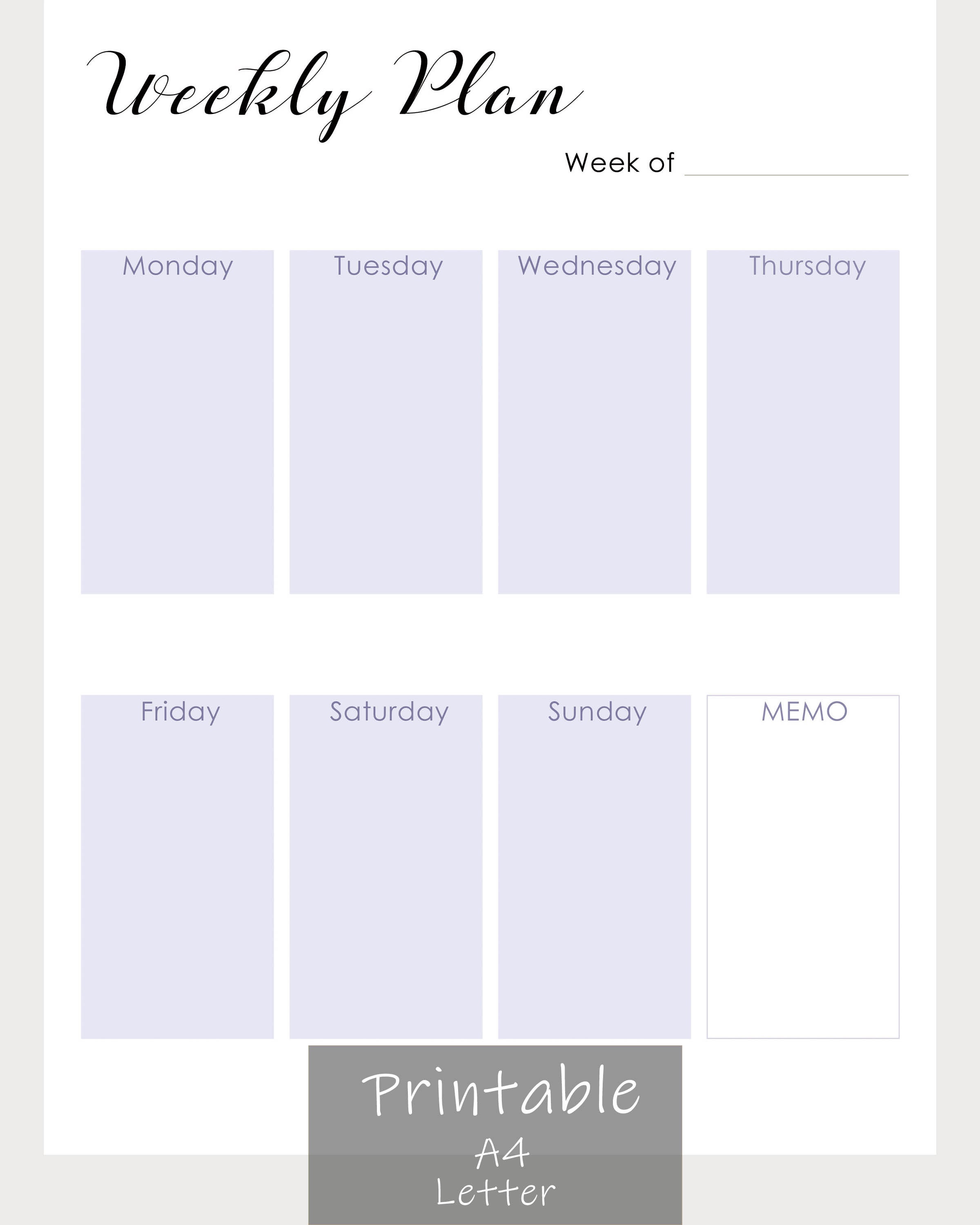 Simple Weekly Planner Weekly Planner Download Printable - Etsy