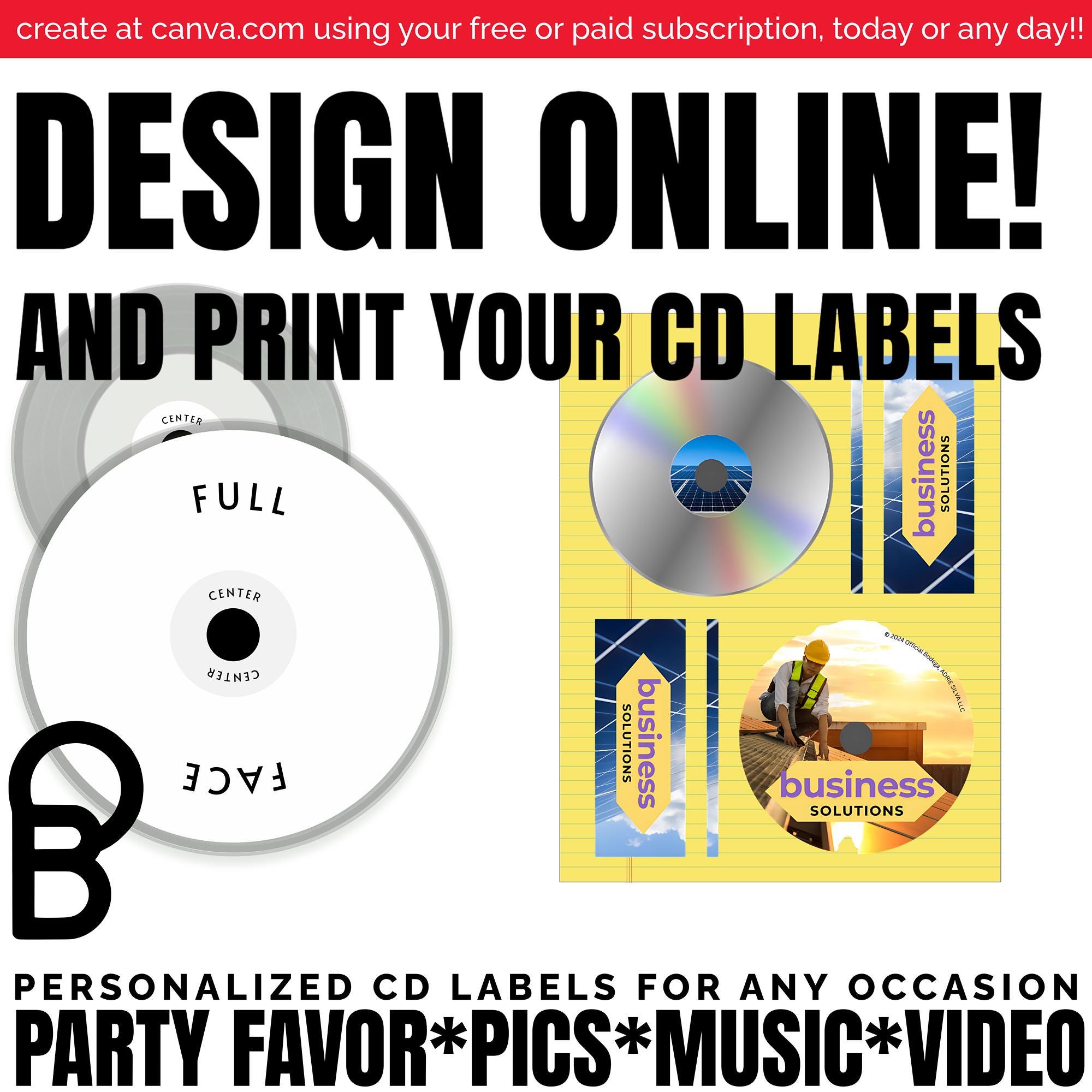EDITABLE CD Disk Label Using Free Canva Custom CD Gift Template Any ...