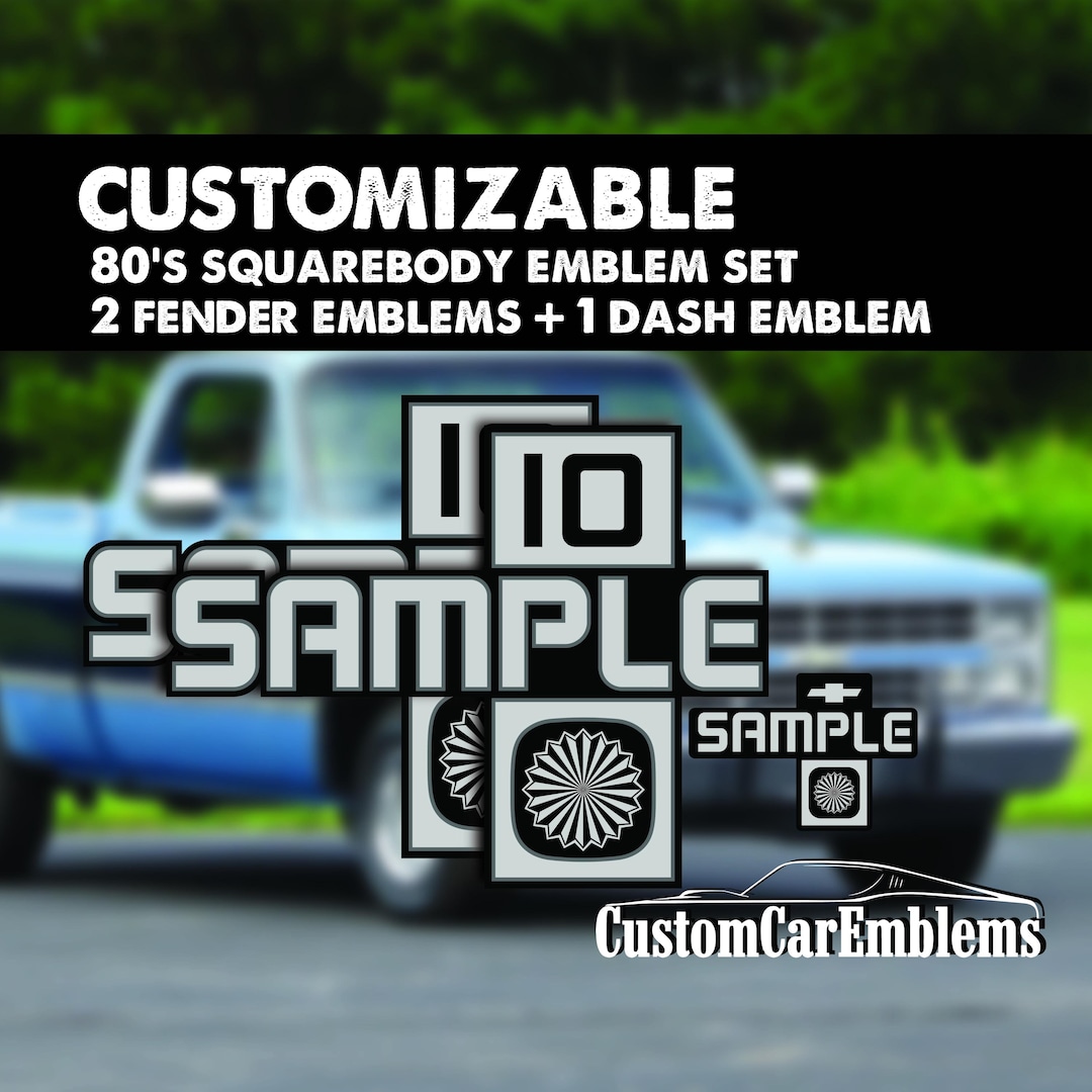 Custom Chevrolet 1980s Model Squarebody Truck Emblem Package (2 Fender ...