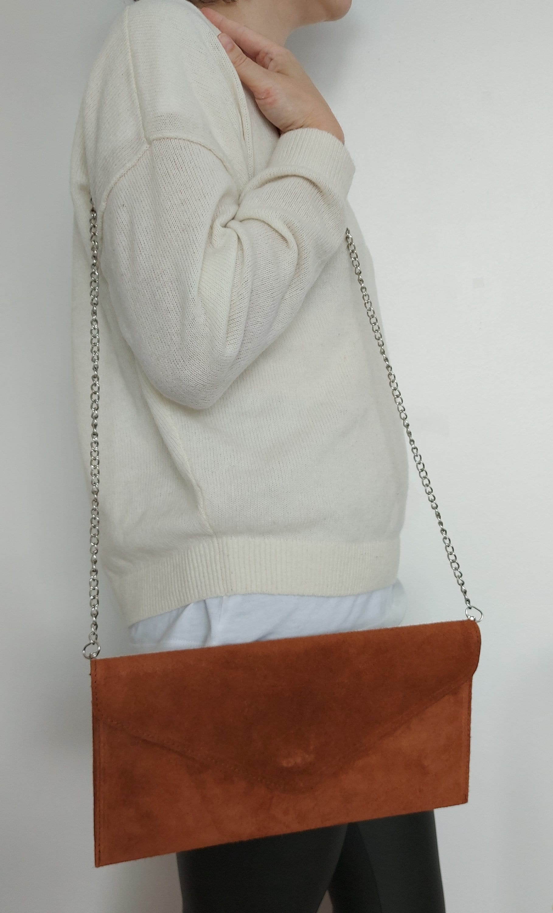 Genuine Suede Leather Evening Envelope Dark Brown Clutch - Etsy