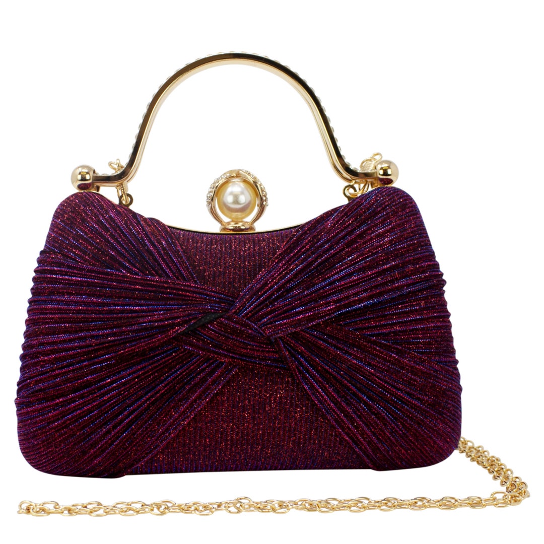 Shimmering Maroon Bow Clutch Wedding Clutch Bag Grab Bag Perfect Eye ...