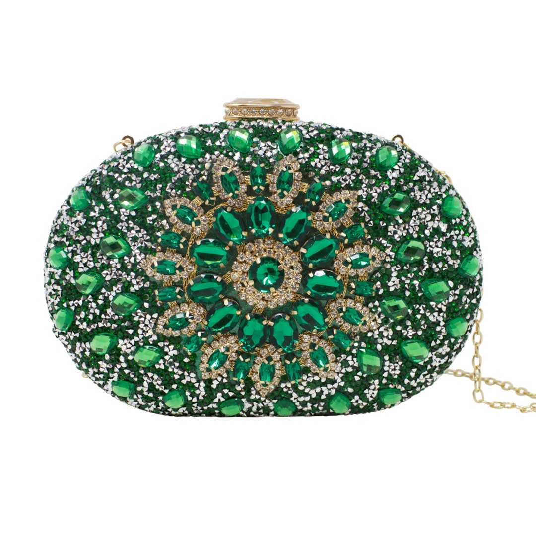 Sparkly Emerald Green Wedding Event Clutch Bag Shoulder Bag Perfect ...