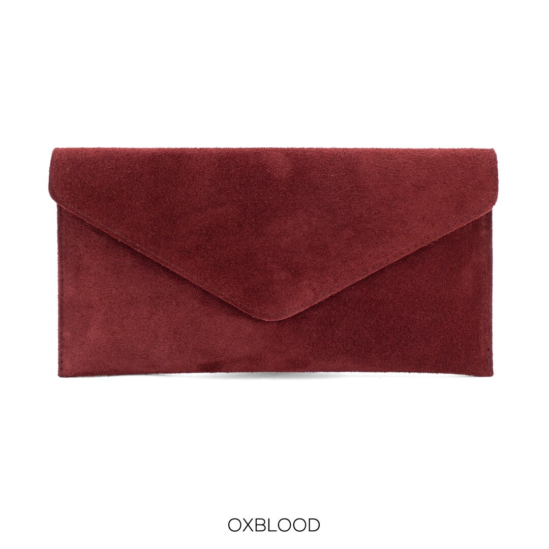 Genuine Suede Leather Evening Envelope Maroon Burgundy Clutch Shoulder ...