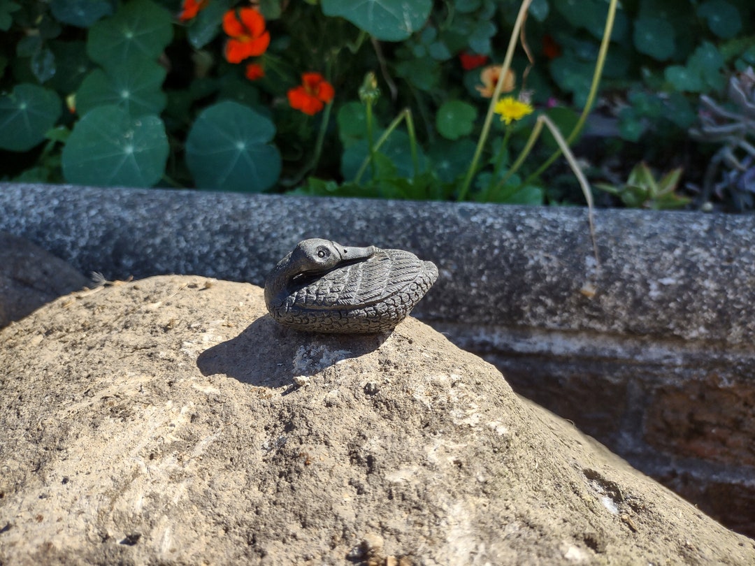 Hand Carved Black Stone Duck Statue, Unique Duckling Carving Gift ...