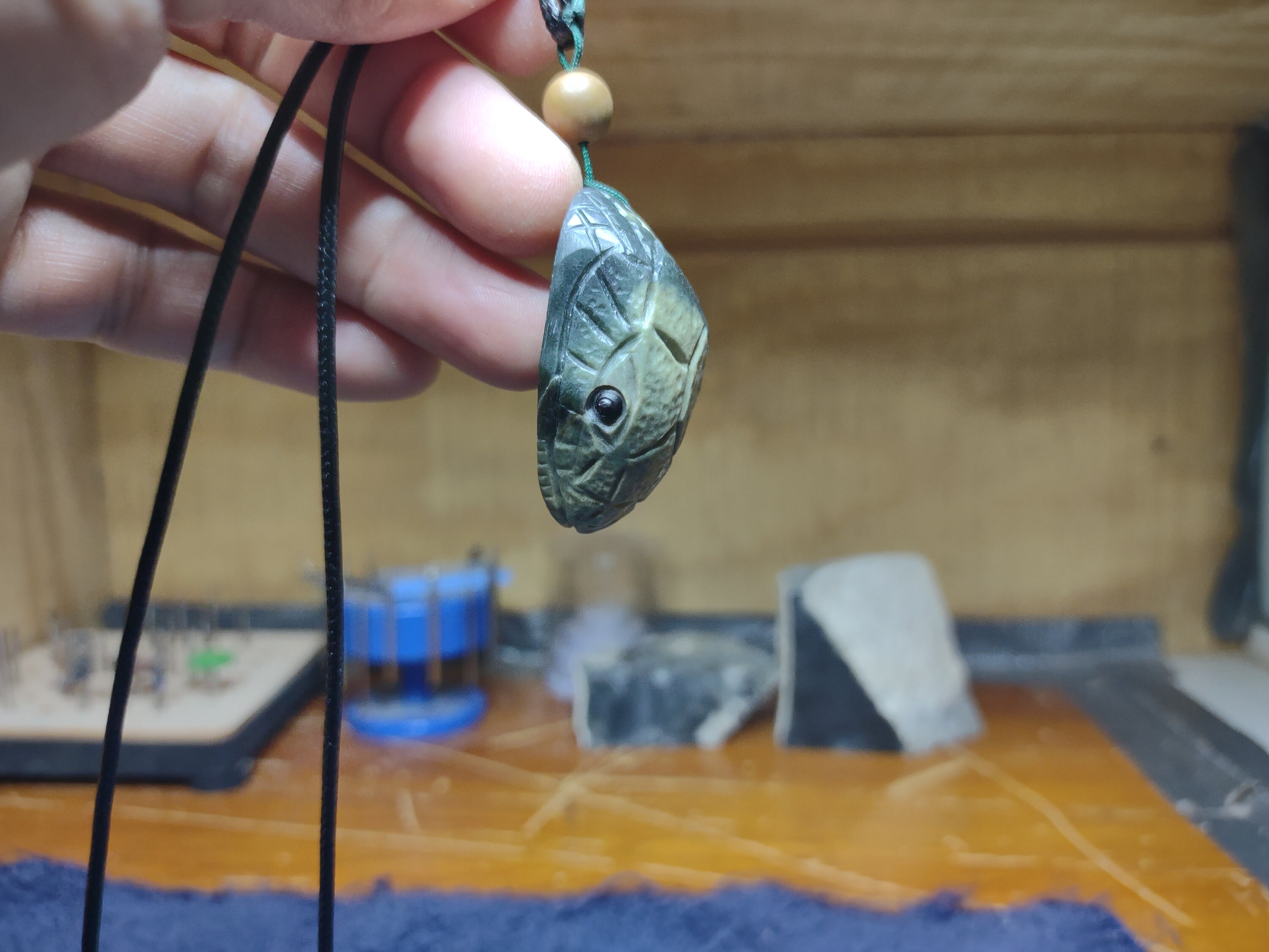 Hand Carved Olive Jade Python Head Pendant Unique Necklace - Etsy