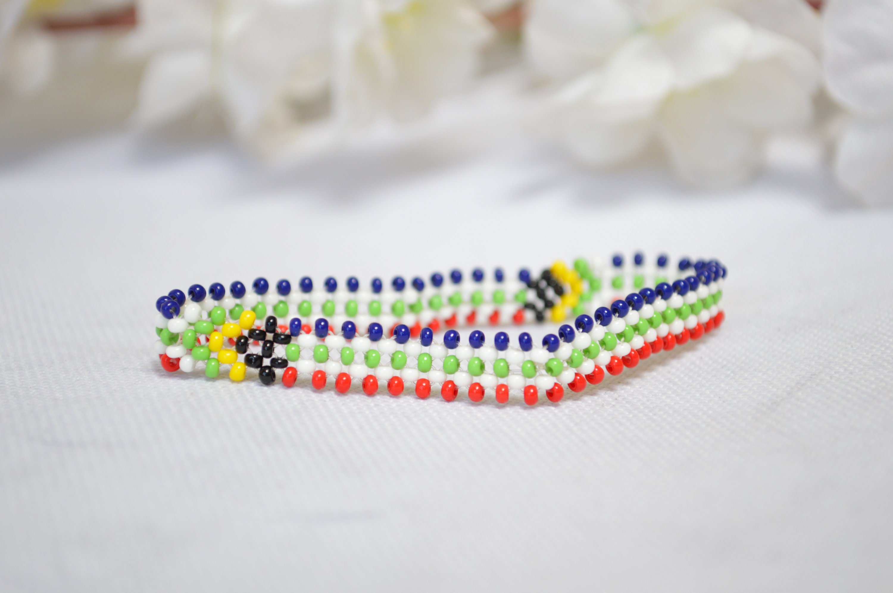 Slender South Africa Flag Beaded Bracelet/beaded Bracelet/south African ...