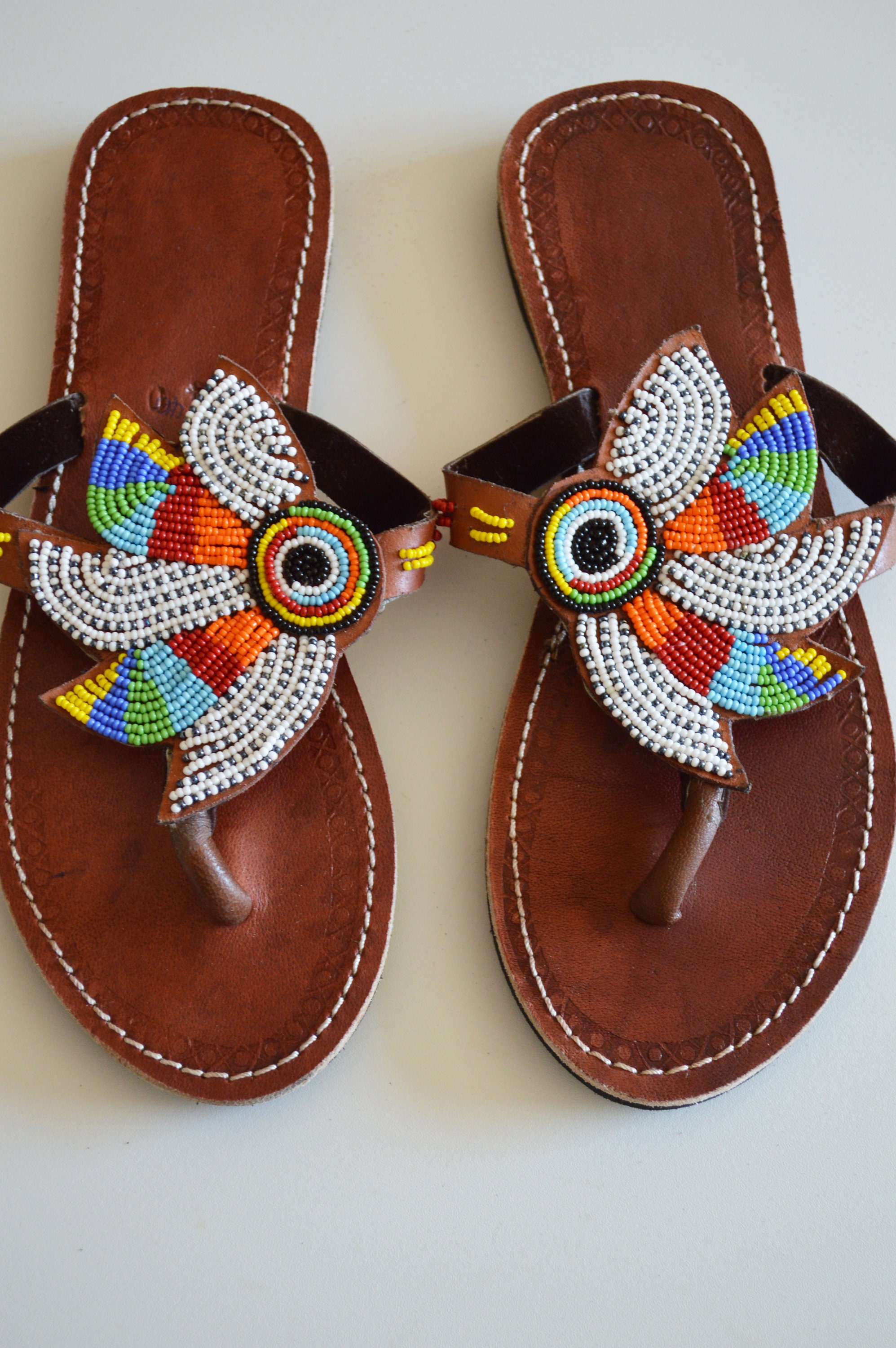 African Beaded Sandals Maasai Beaded Leather Sandals Trendy African ...