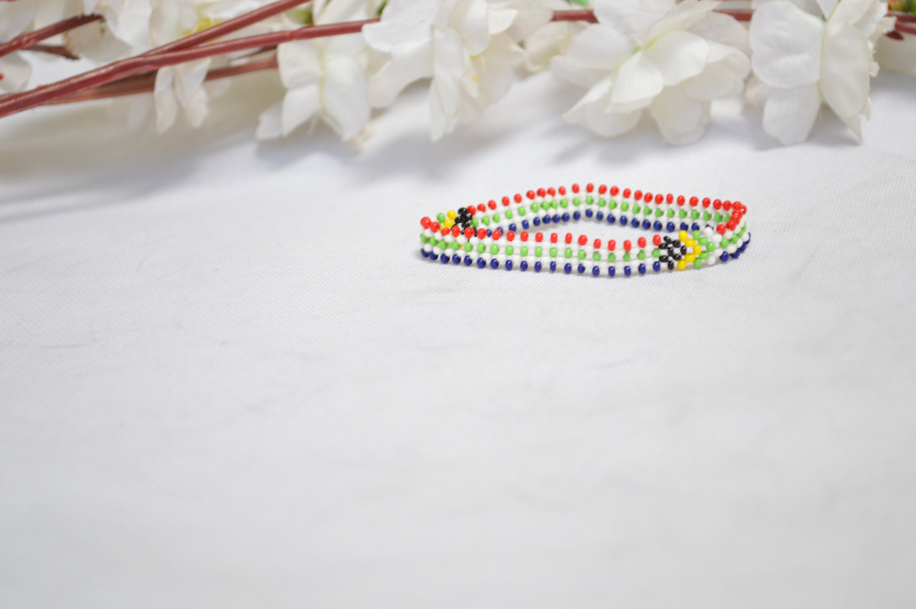 Slender South Africa Flag Beaded Bracelet/beaded Bracelet/south African ...