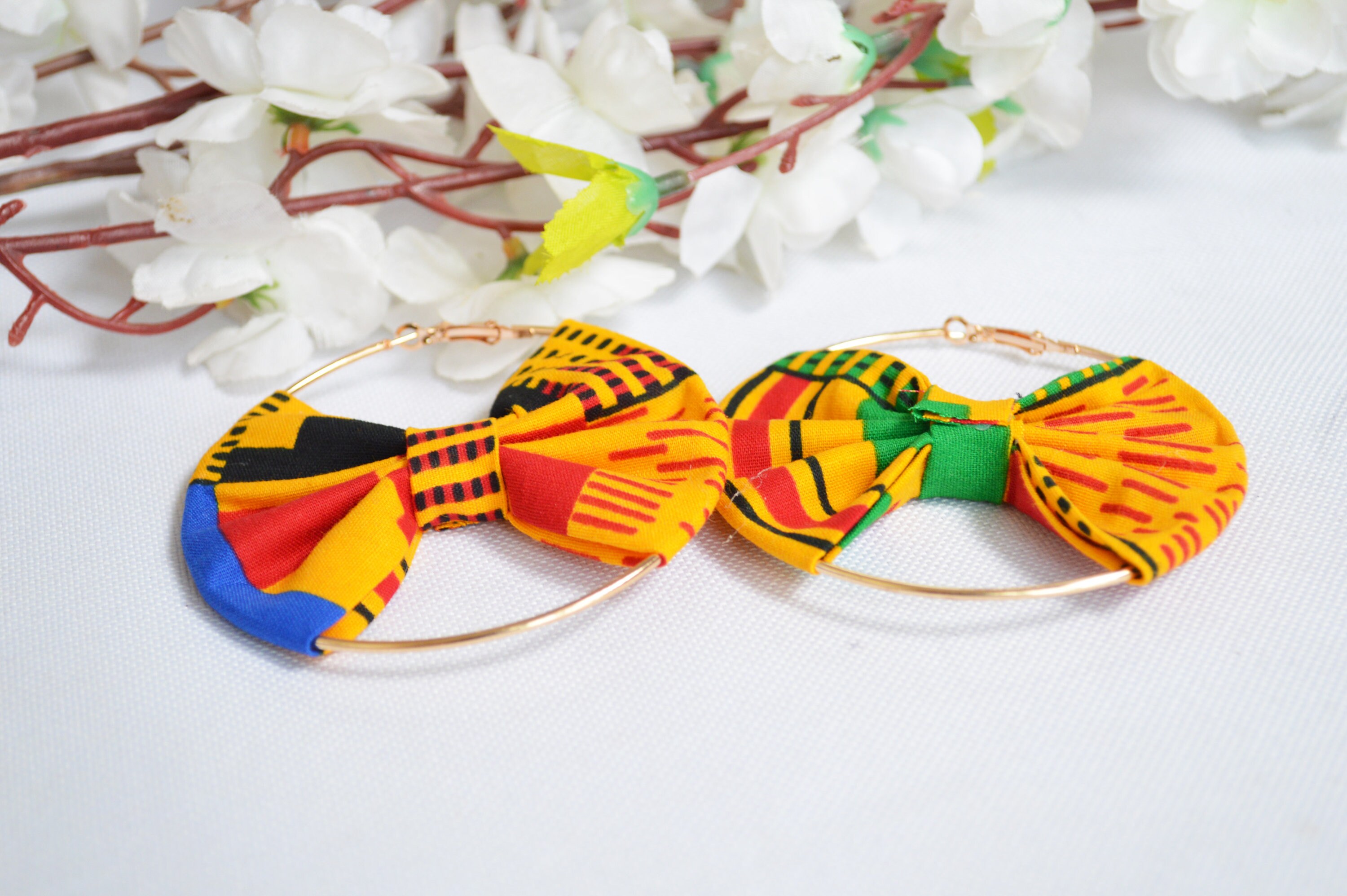 Kente Egg-yeow African Print Butterfly Earrings/kente African Print Bow ...