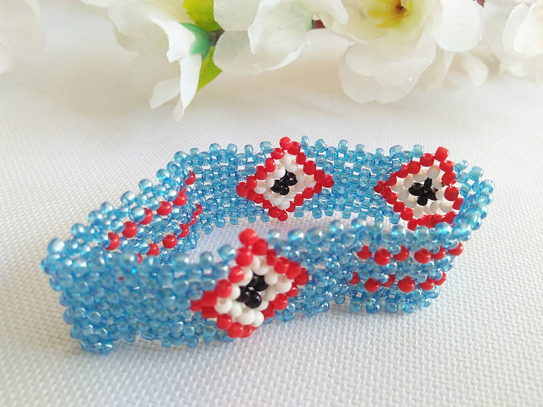 Diamond Pattern Beaded Bracelet/beaded Bracelet/beaded Wristlet/beaded ...