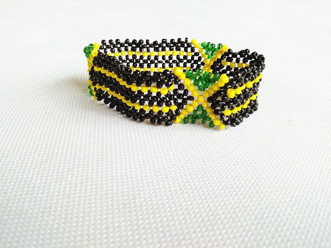 Jamaican Flag Bracelet/flag of Jamaica Beaded Bracelet/beaded Bracelet ...