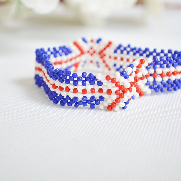 Beaded Bracelet Uk Flag - Etsy