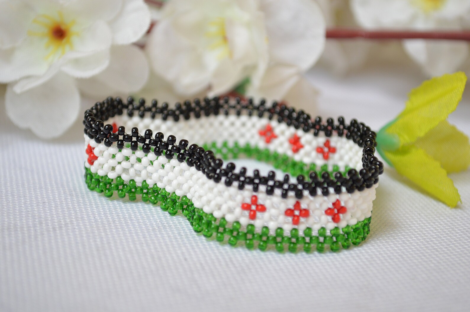 Syria Flag Beaded Bracelet/beaded Syrian Bracelet/syria Bracelet ...