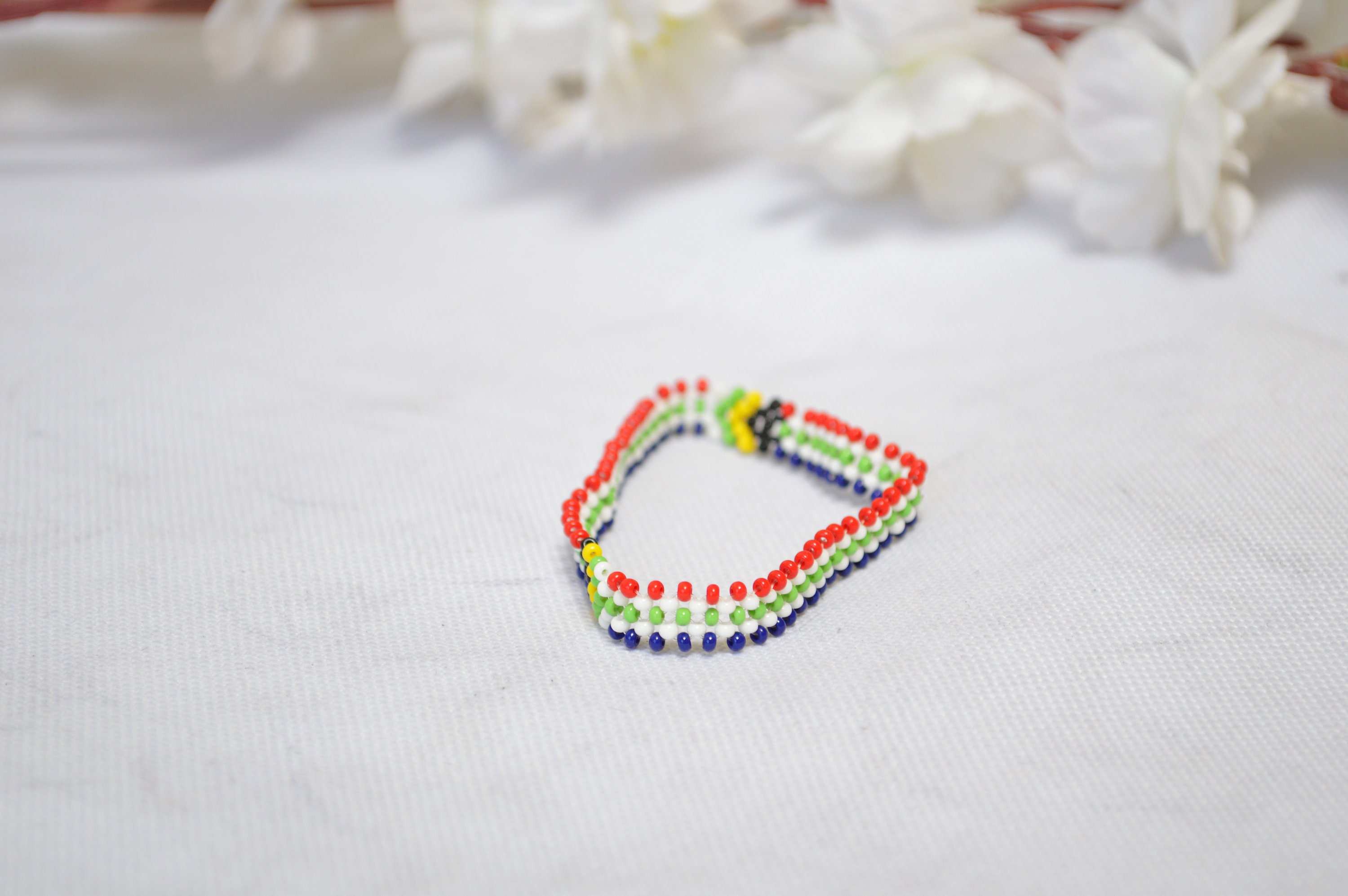 Slender South Africa Flag Beaded Bracelet/beaded Bracelet/south African ...