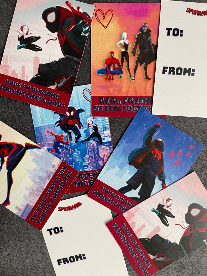 Spider-man Into the Spider-verse Valentines Cards for Kids, School ...