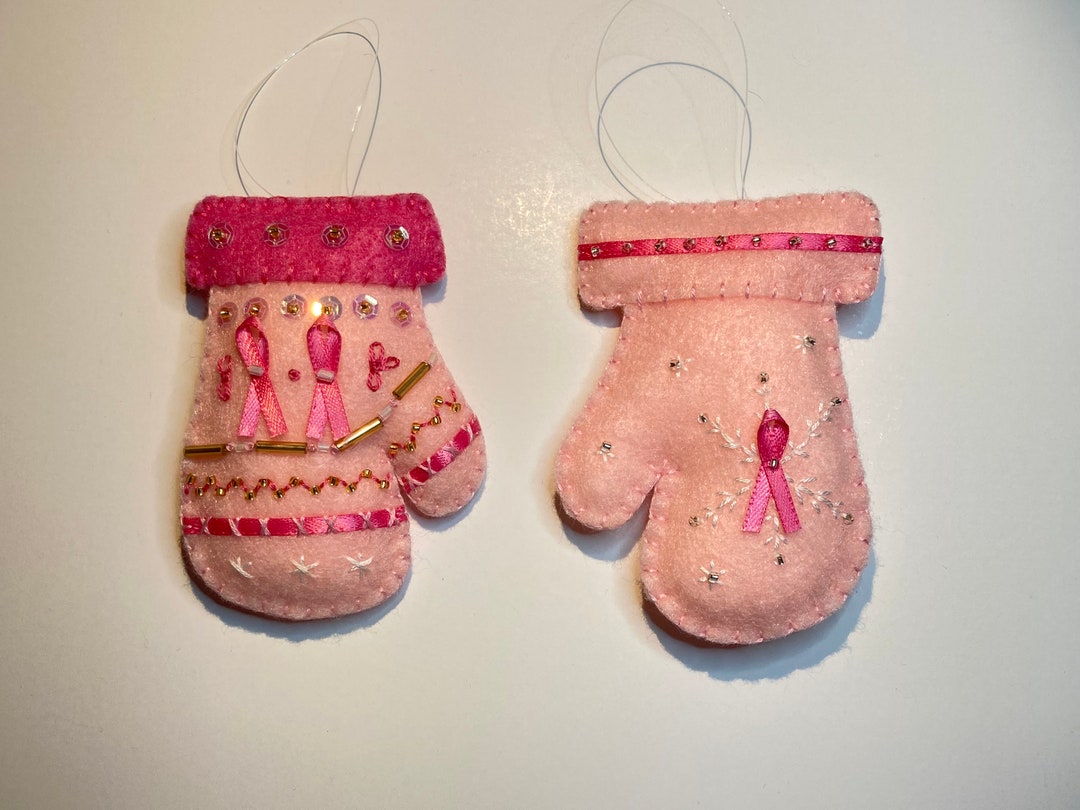 Pink Mitten Breast Cancer Awareness Ornaments - Etsy