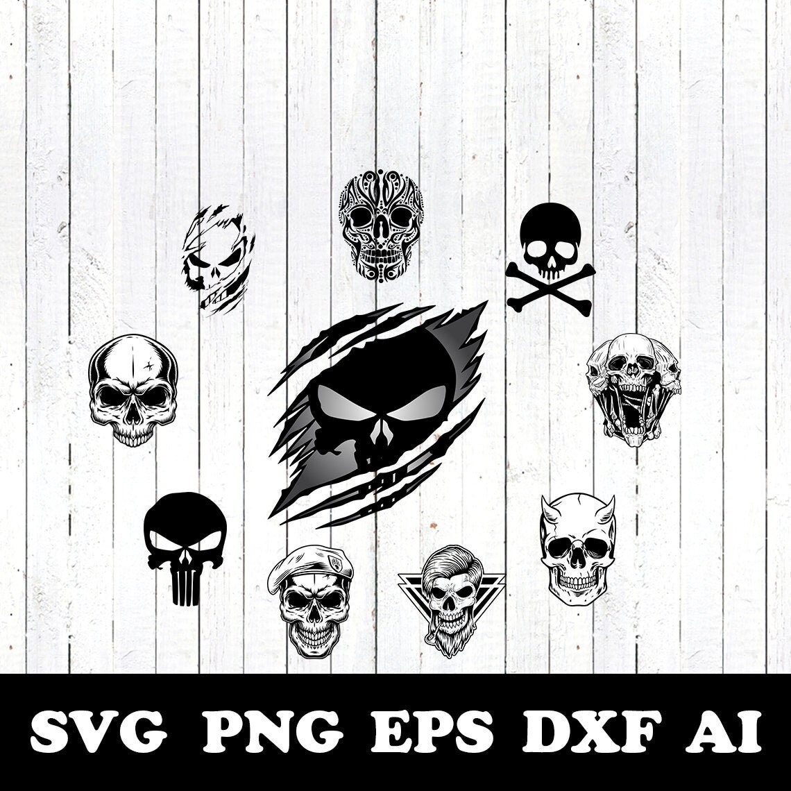 Skull SVG Files Skull Svg Bundle Skull Ripped Logo Svg | Etsy