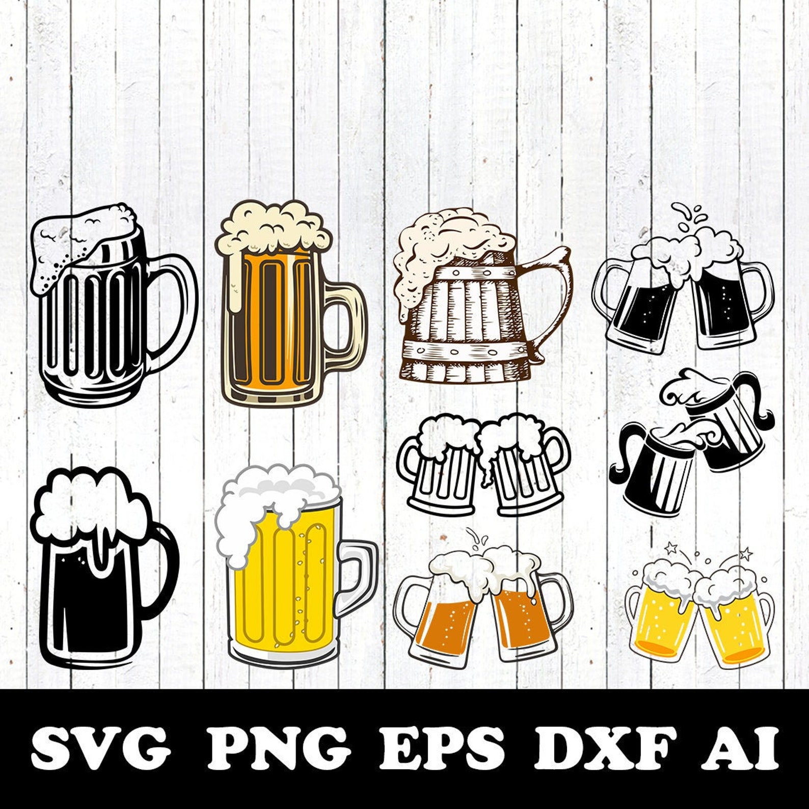 Beer Mug Svg Cheers Svg Beer Mug Silhouette Vector Art Etsy