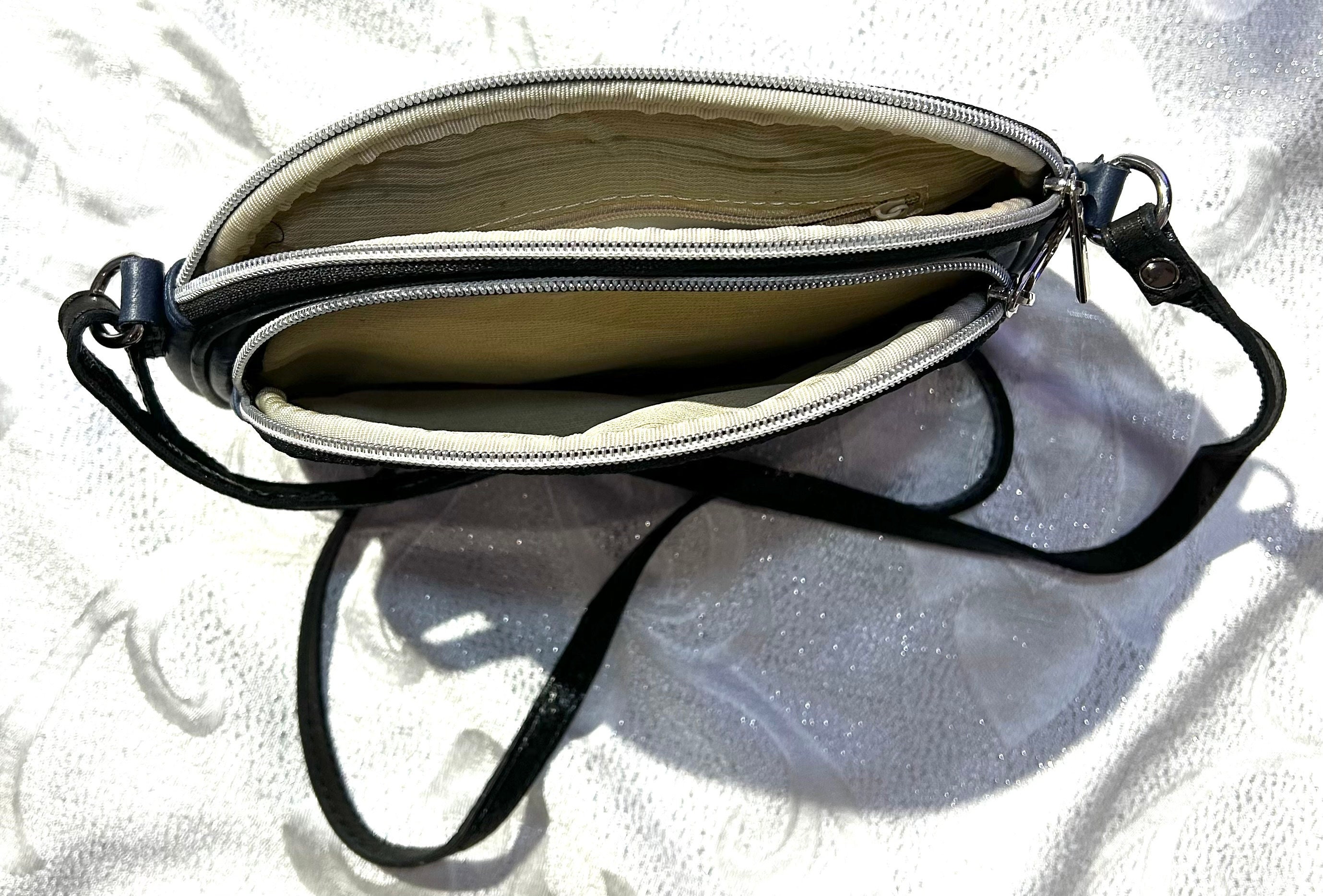 Genuine Navy Blue Leather Small Crossbody Messenger Bag. Adjustable ...
