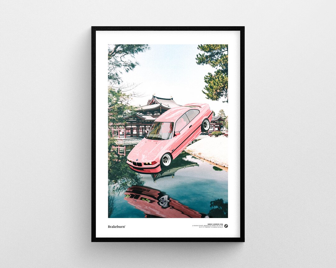 BMW E36 X Japan PINK 2/3 Fine Art Print Poster Illustration BMW 3 ...