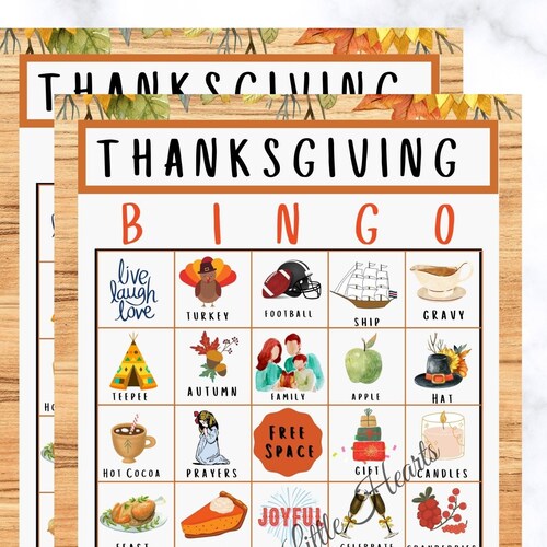 Thanksgiving BINGO Cards Game Printable Download - Etsy