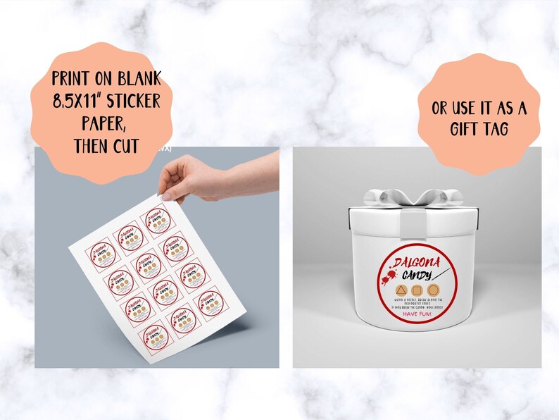 Dalgona Squid Game Tag Printable Dalgona Candy Sticker - Etsy