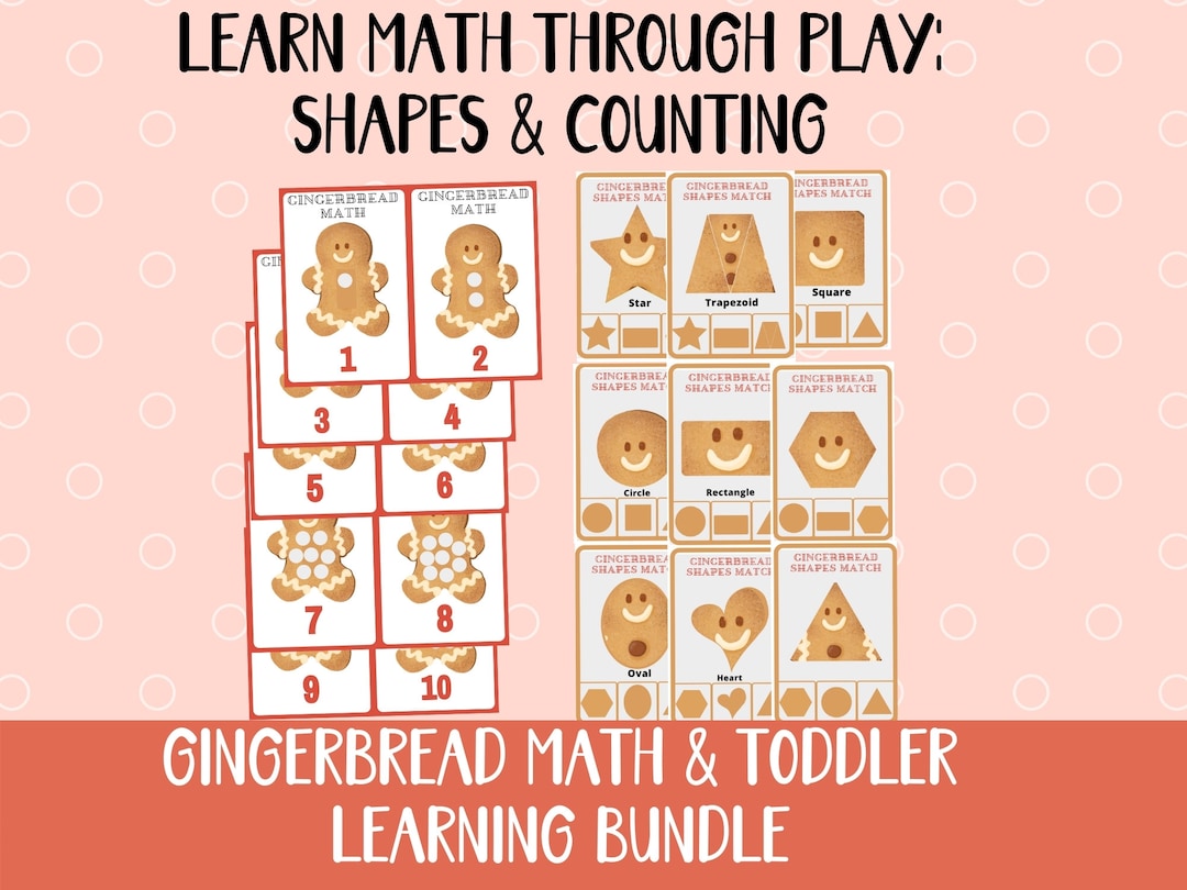 BUNDLE, Gingerbread Man Counting Game, Shapes Match and Clip Game, Math ...