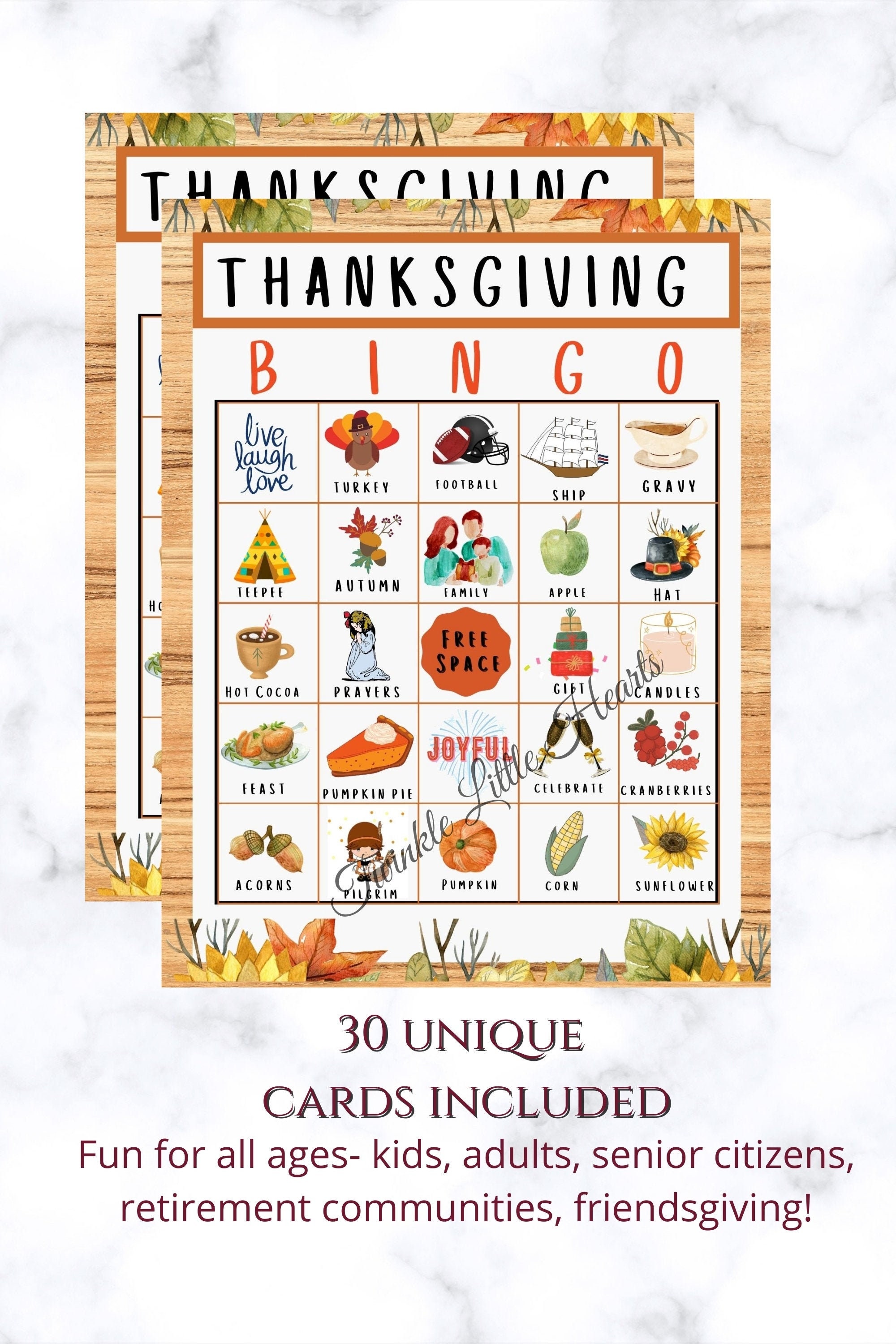 30 Thanksgiving Bingo Cards, Printable Bingo, Instant Download ...