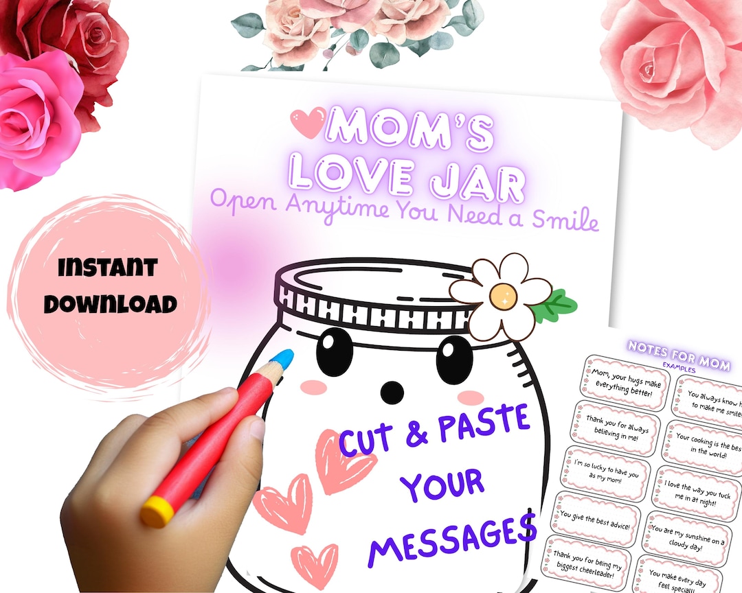 Jar of Love Activity, PRINTABLE Kids Mother's Day Activity, All About ...