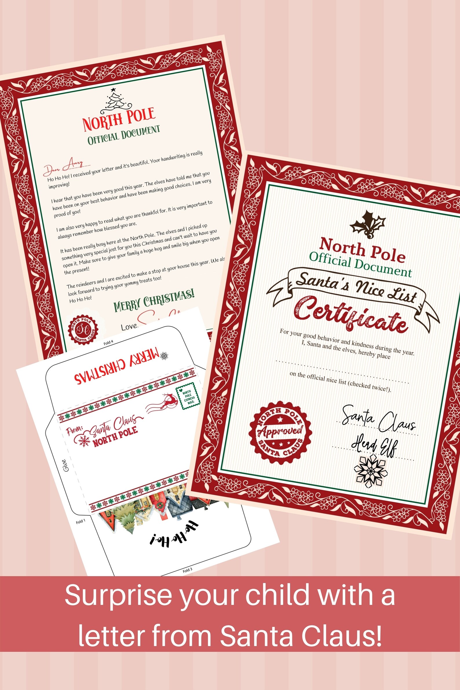 LETTER TO SANTA Bundle Printable, Letter From Santa, Christmas List Kit ...