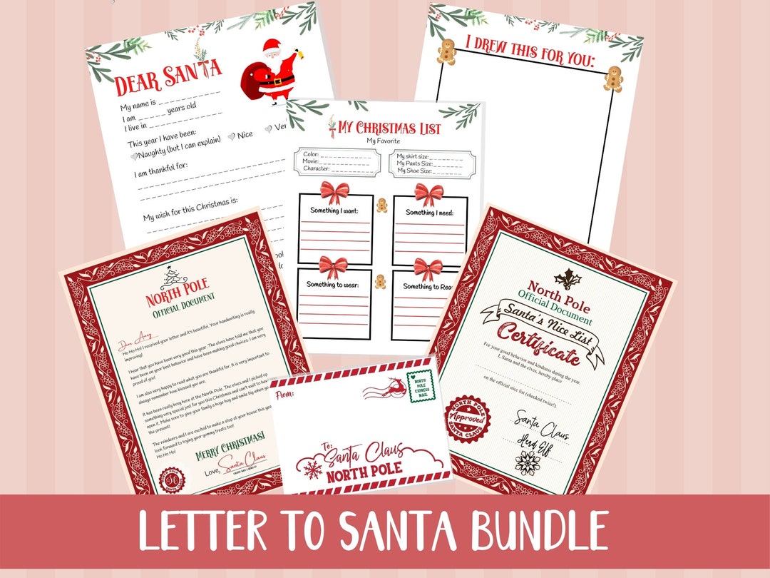LETTER TO SANTA Bundle Printable, Letter From Santa, Christmas List Kit ...