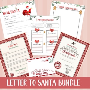 LETTER TO SANTA Bundle Printable, Letter From Santa, Christmas List Kit ...