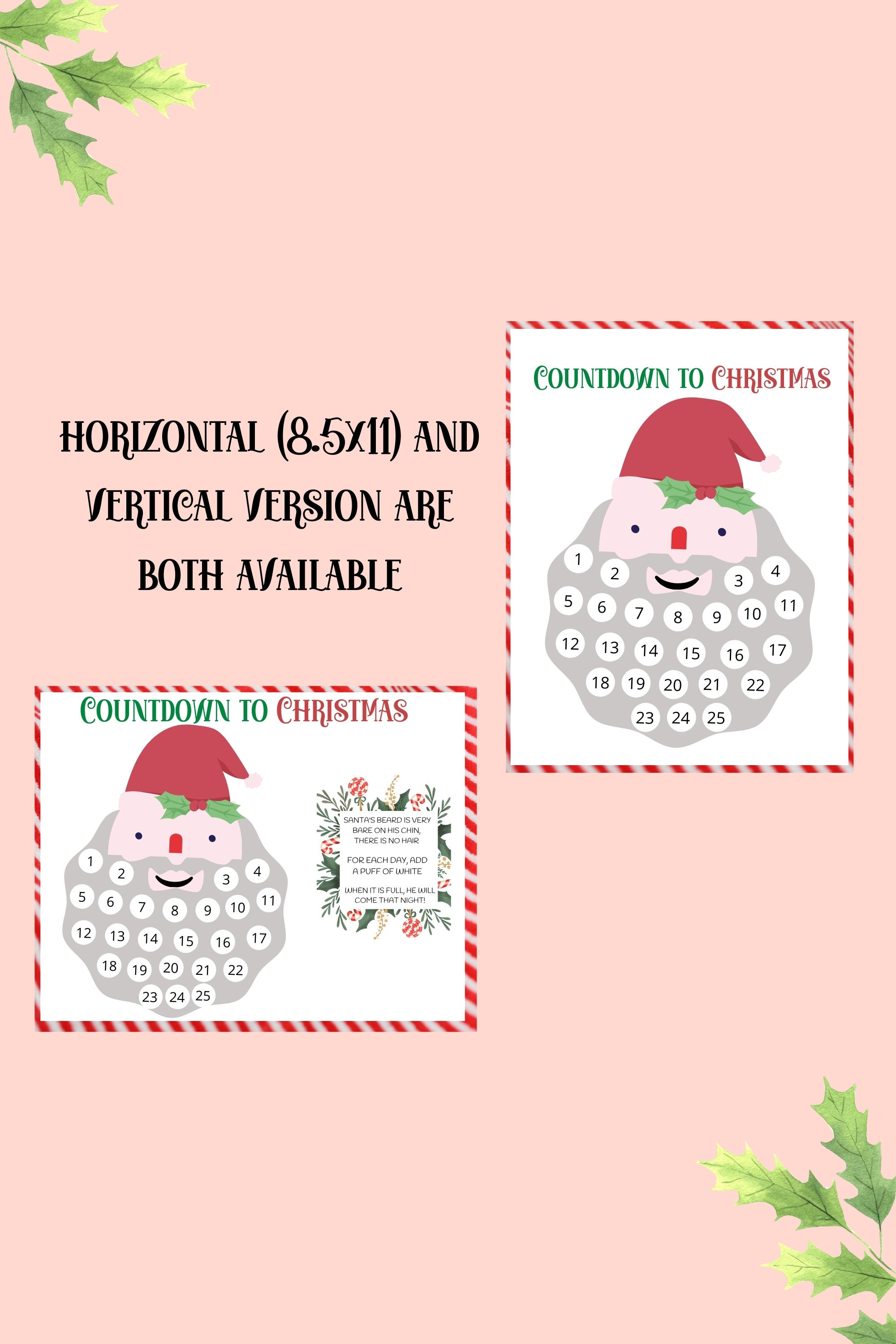 Christmas Kids Activity Printable and Stickers, Santa Countdown to ...