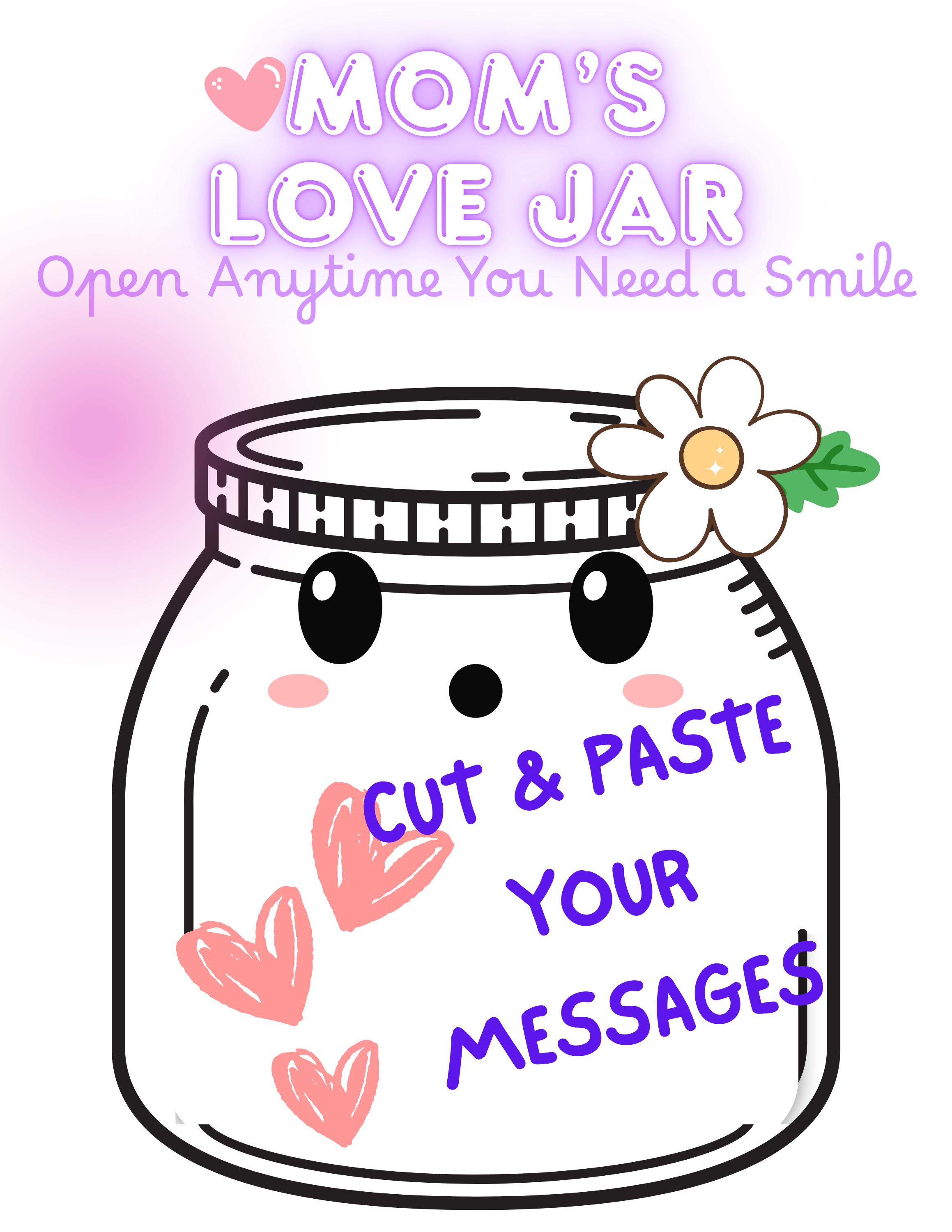 Jar of Love Activity, PRINTABLE Kids Mother's Day Activity, All About ...