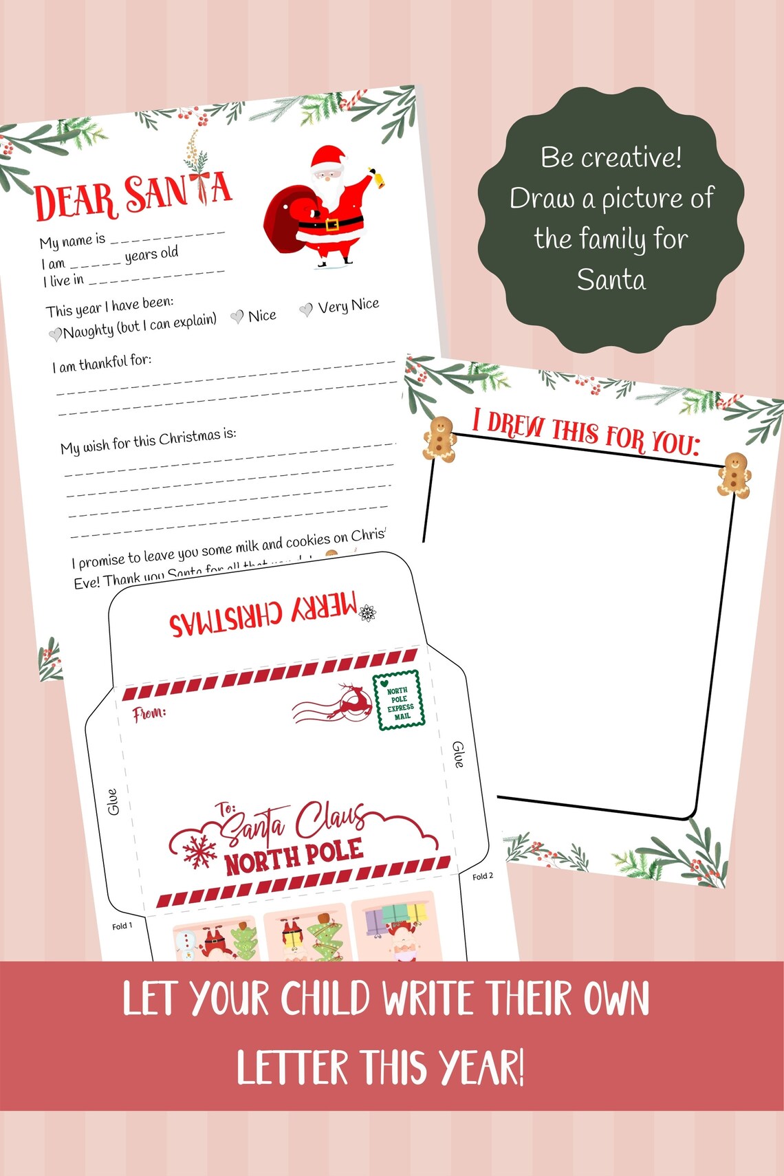 LETTER TO SANTA Bundle Printable, Letter From Santa, Christmas List Kit ...