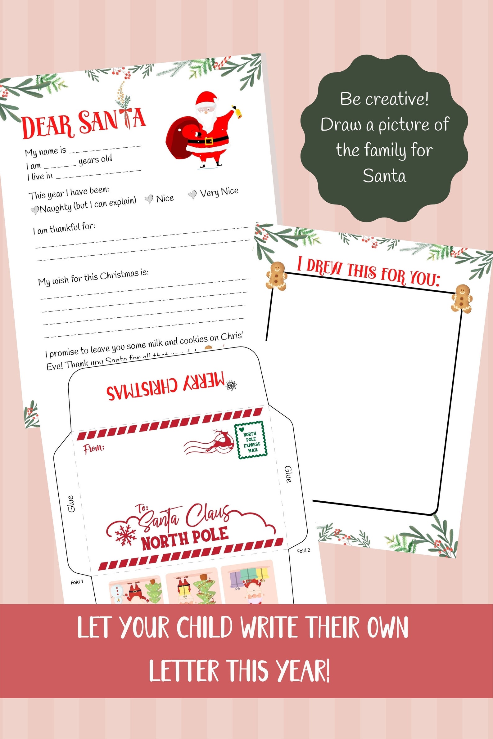 LETTER TO SANTA Bundle Printable, Letter From Santa, Christmas List Kit ...