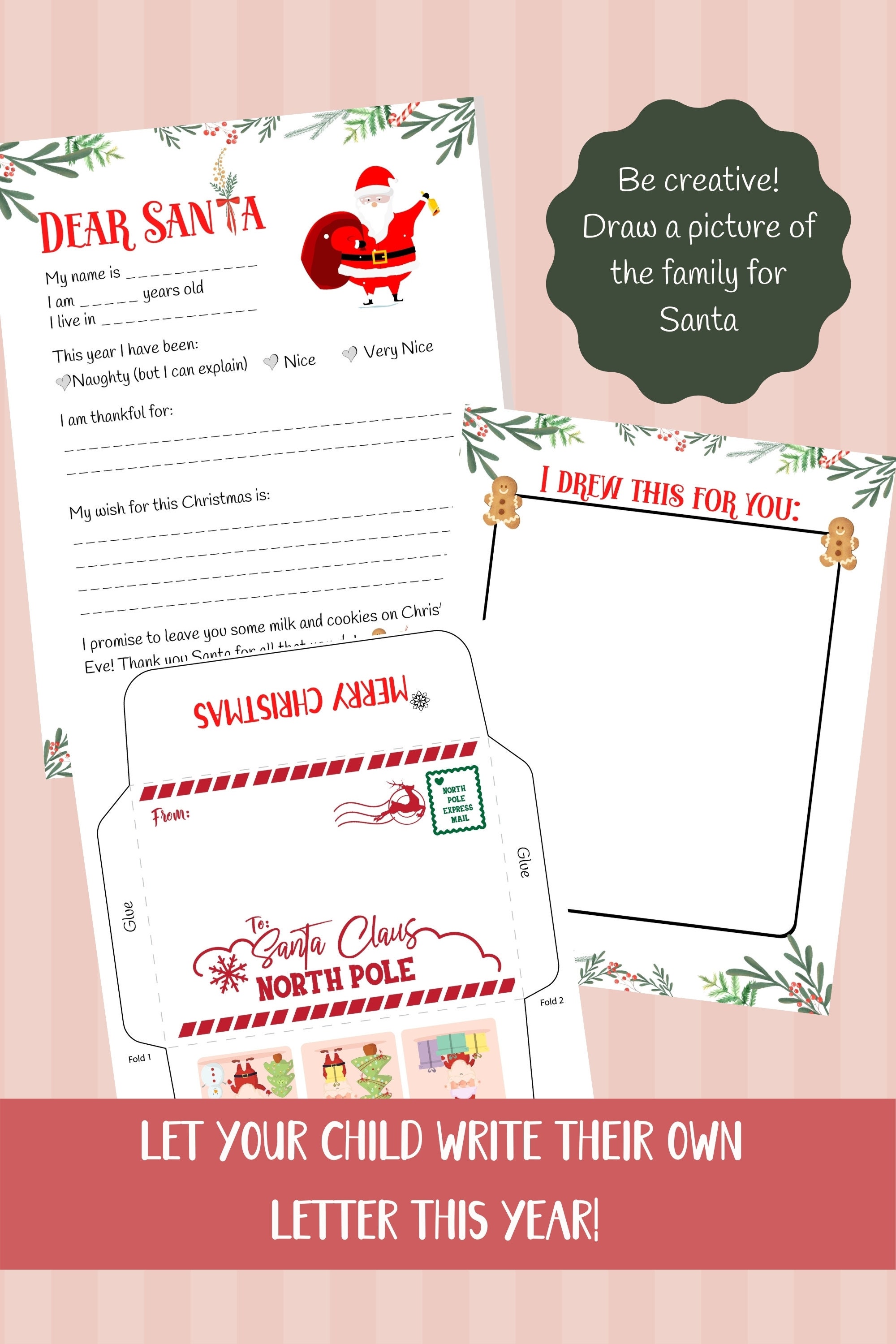 LETTER TO SANTA Bundle Printable, Letter From Santa, Christmas List Kit ...